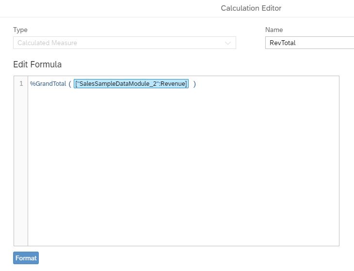 %Grand Total (SAP analytics Cloud percentage of total)